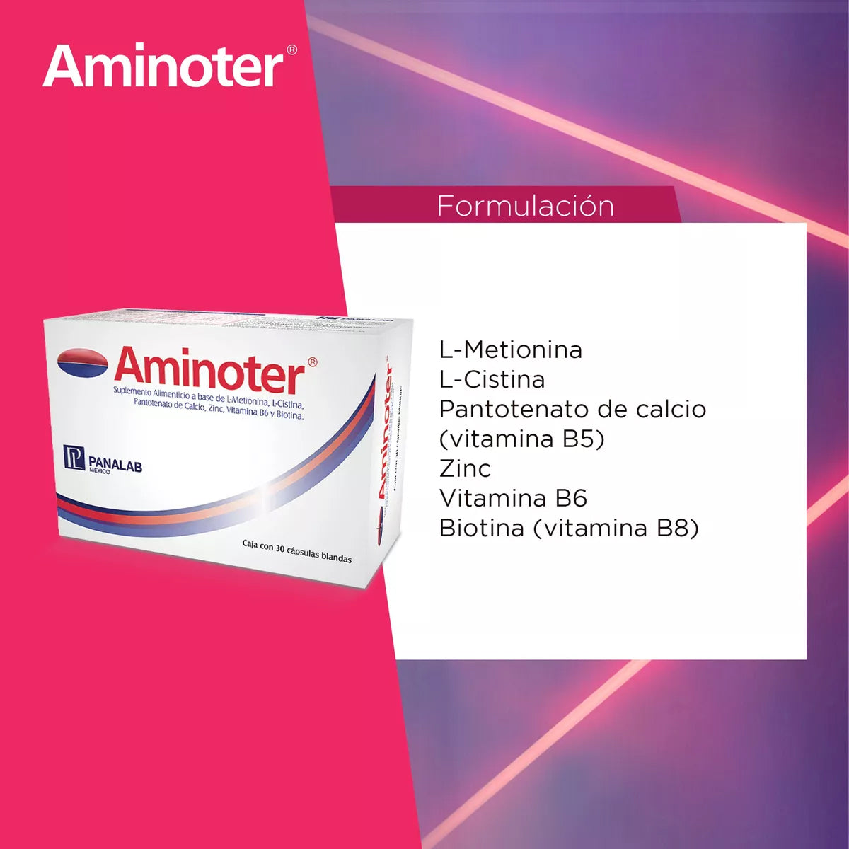 PANALAB AMINOTER SUPLEMENTO ALIMENTICIO CÁPSULAS 1980MG x 30CAPS ...